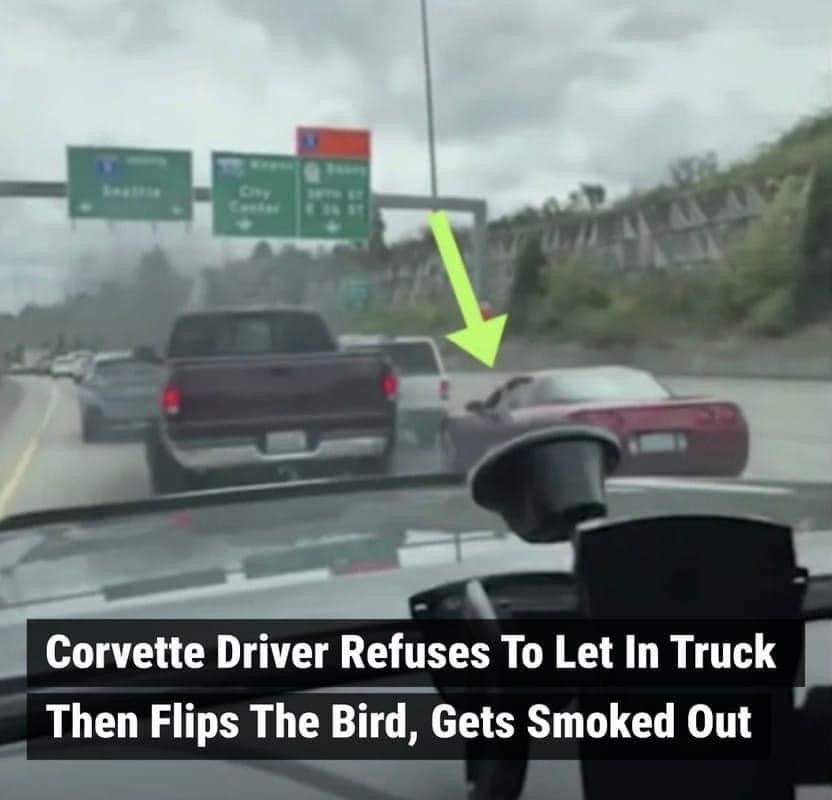 This Corvette driver must have definitely regretted flipping off the ...